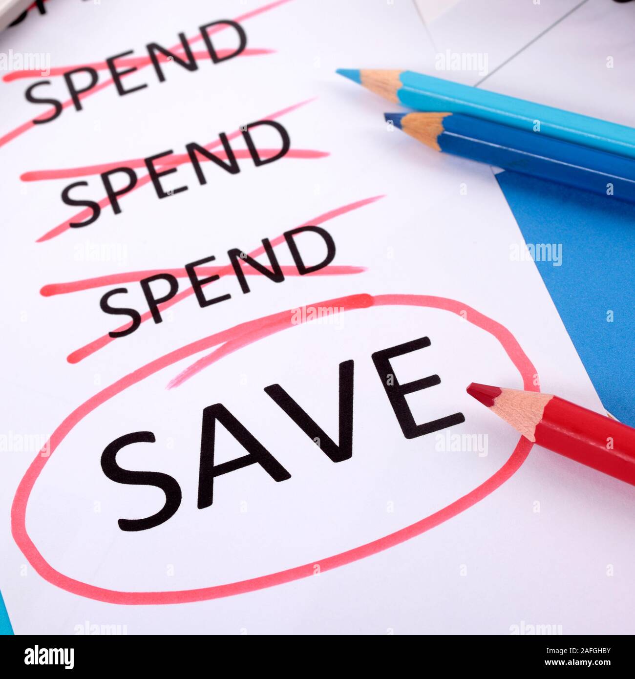 The word Save circled in red below a list of spending surrounded by ...