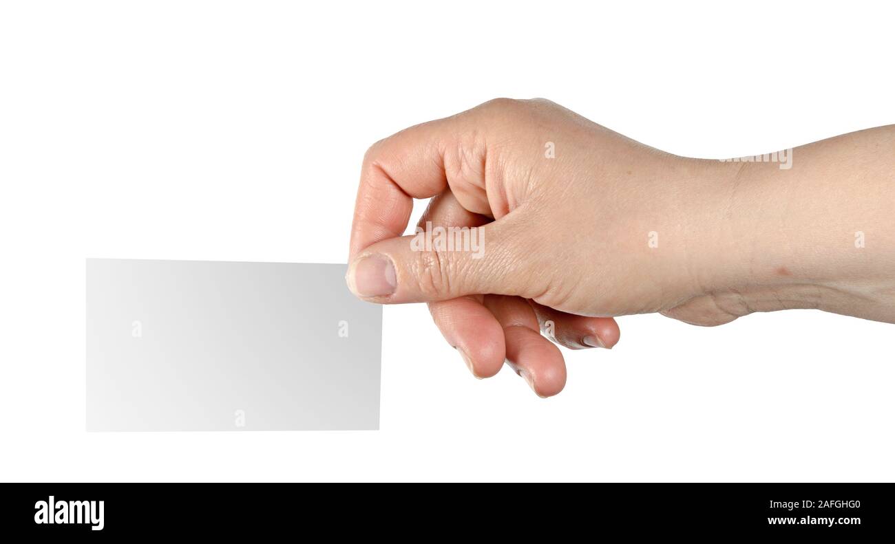 Hand with business card Stock Photo - Alamy