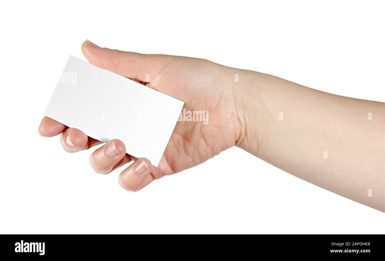 Hand with business card Stock Photo - Alamy