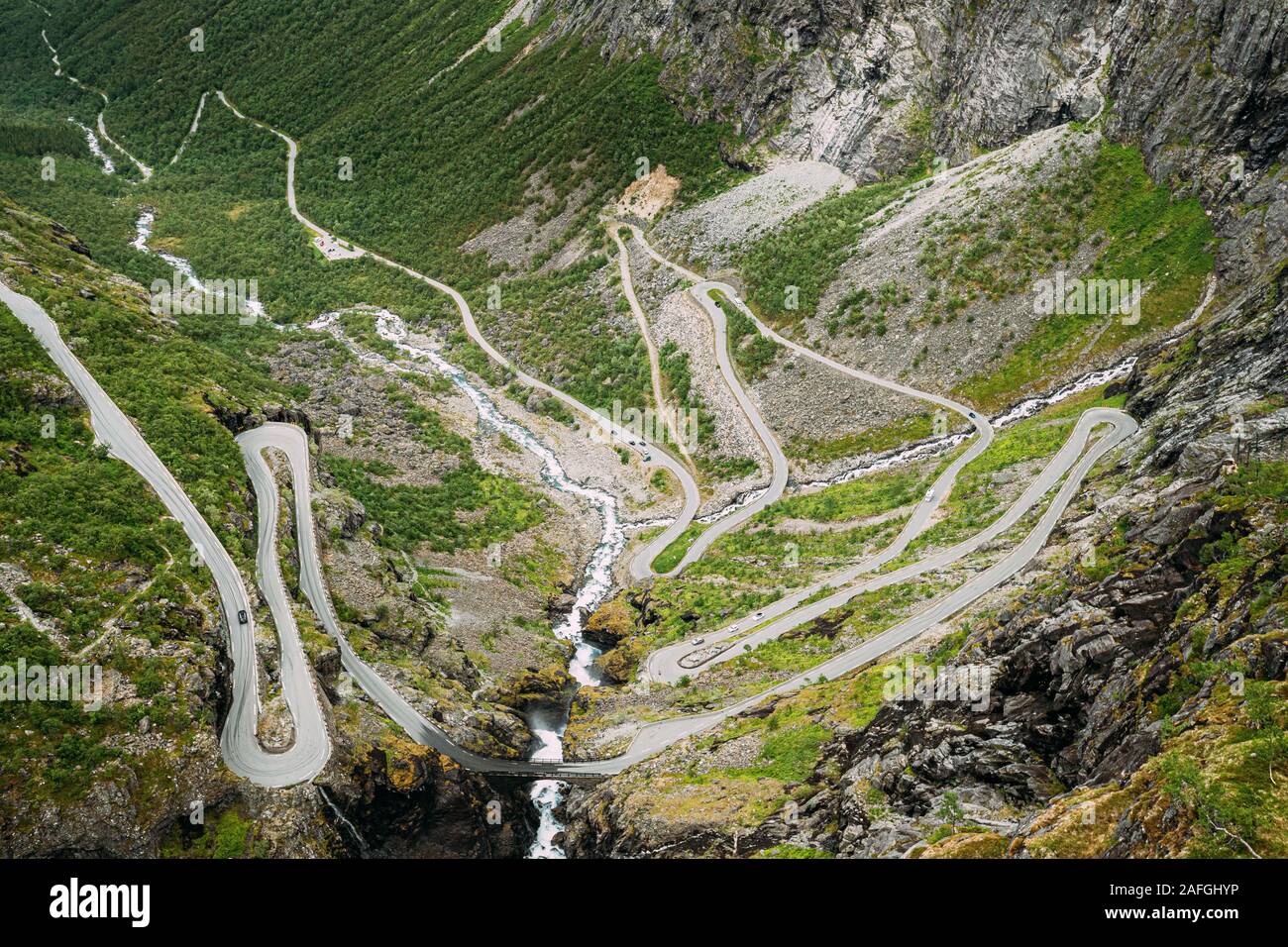 Trollstigen, Andalsnes, Norway. Serpentine Mountain Road Trollstigen ...