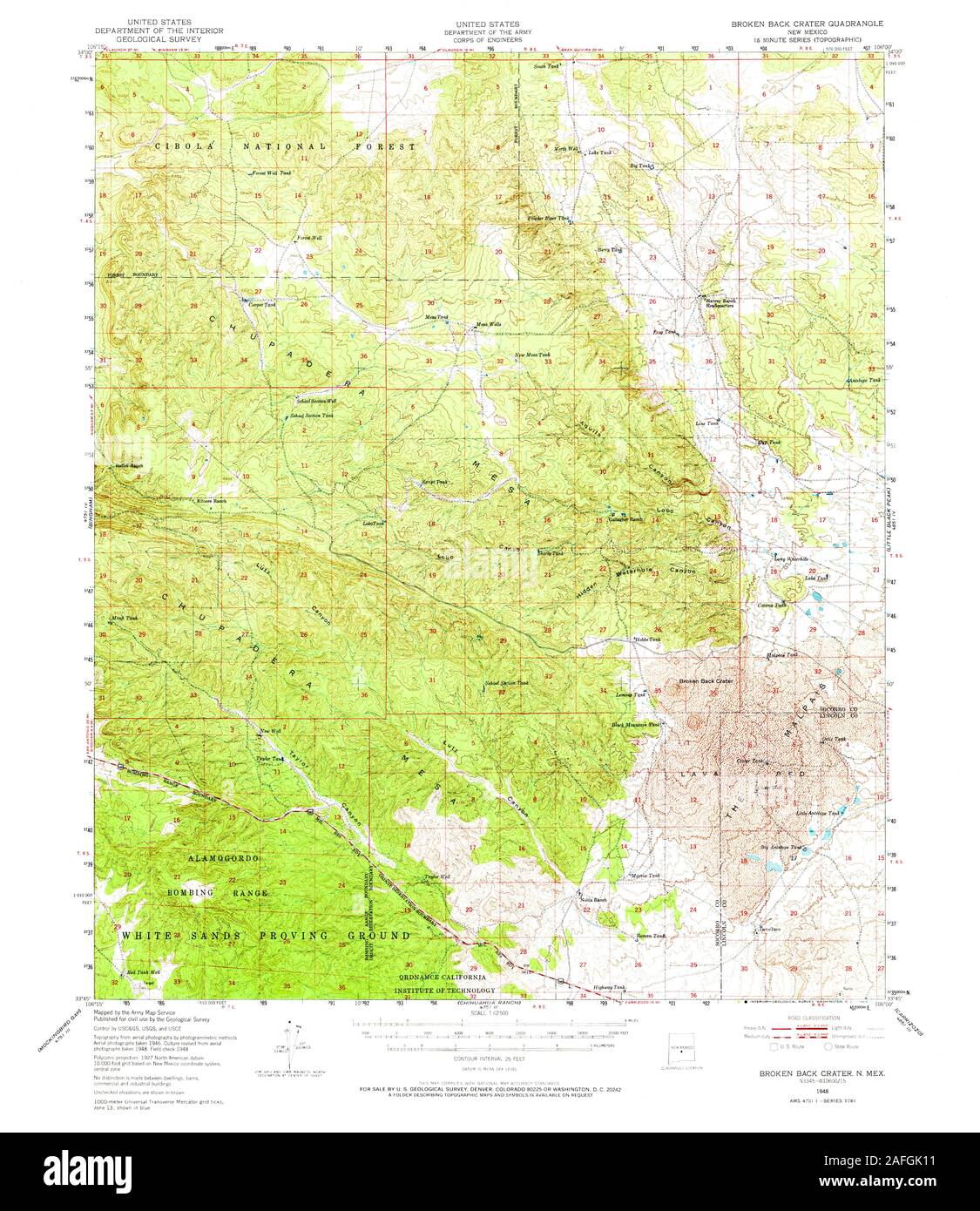 USGS TOPO Map New Mexico NM Broken Back Crater 189877 1948 62500 ...