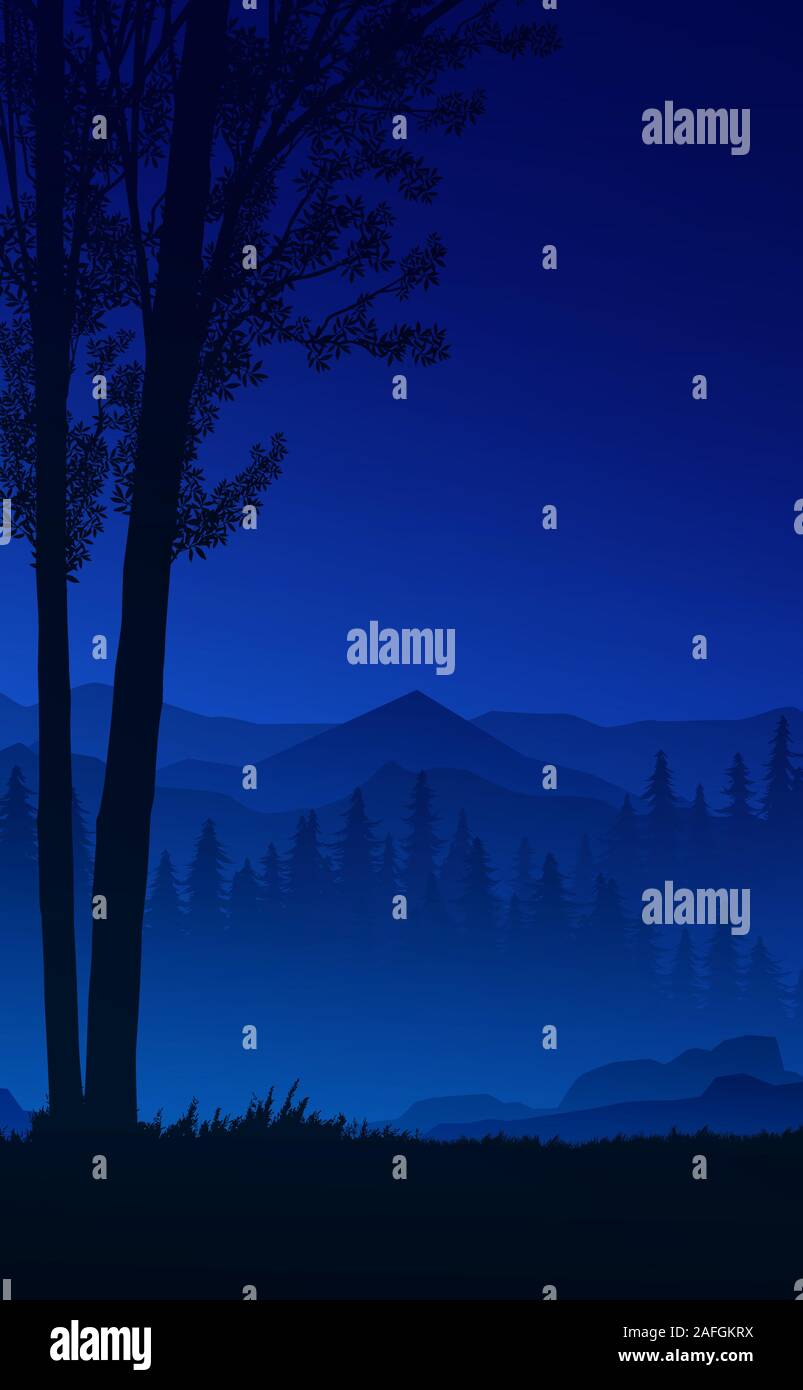 Night Nature Drawing Wallpaper