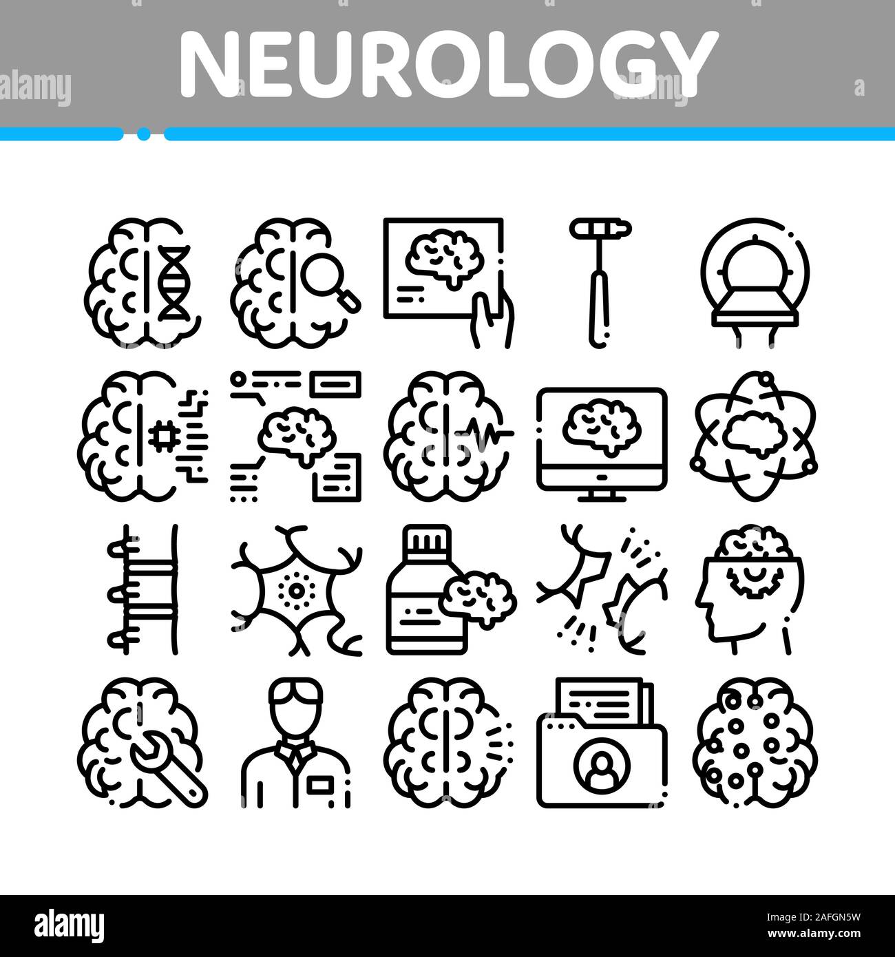 Neurology Medicine Collection Icons Set Vector Stock Vector Image & Art ...