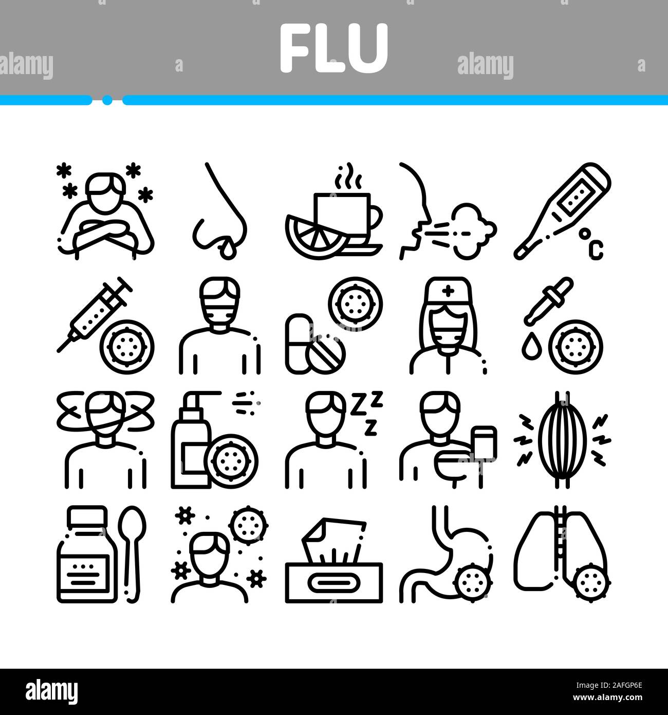 Flu Symptoms Medical Collection Icons Set Vector Stock Vector Image & Art - Alamy
