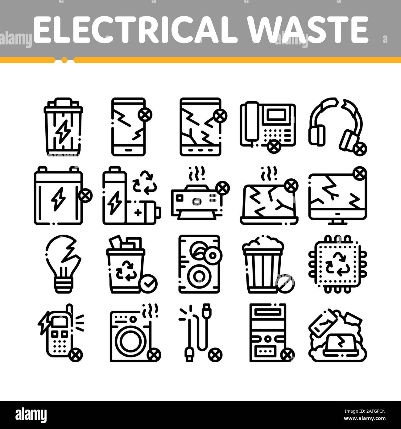 Electrical Waste Tools Collection Icons Set Vector Stock Vector Image ...