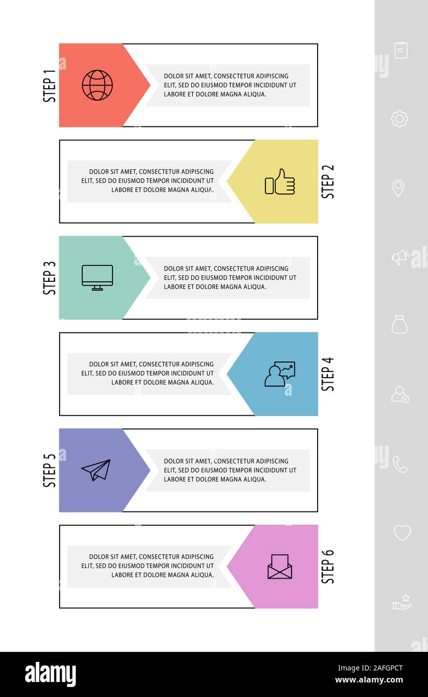 Vector infographic flat template. Shape with six for four diagrams ...