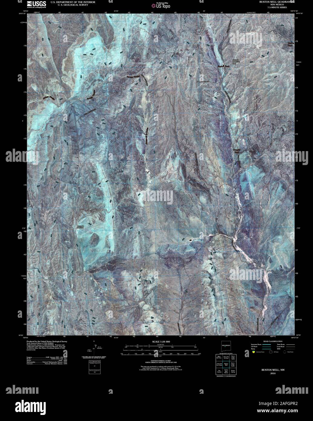 USGS TOPO Map New Mexico NM Bustos Well 20100831 TM Inverted ...