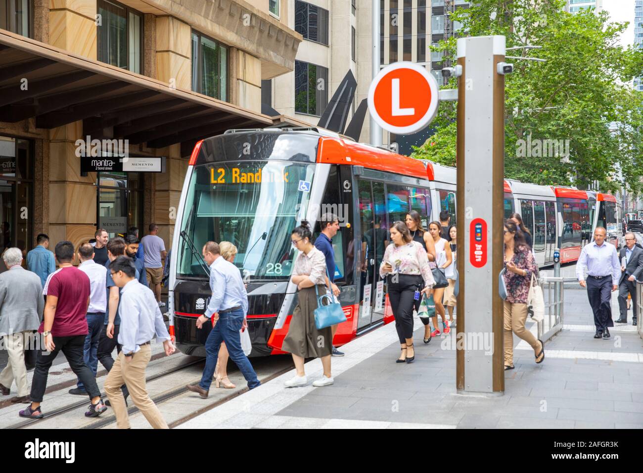Sydney light rail tram on george street in Sydney city centre on its ...