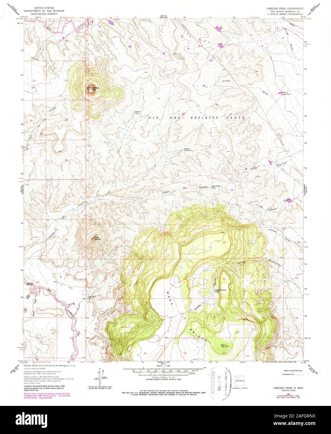 USGS TOPO Map New Mexico NM Cabezon Peak 193880 1961 24000 Restoration ...