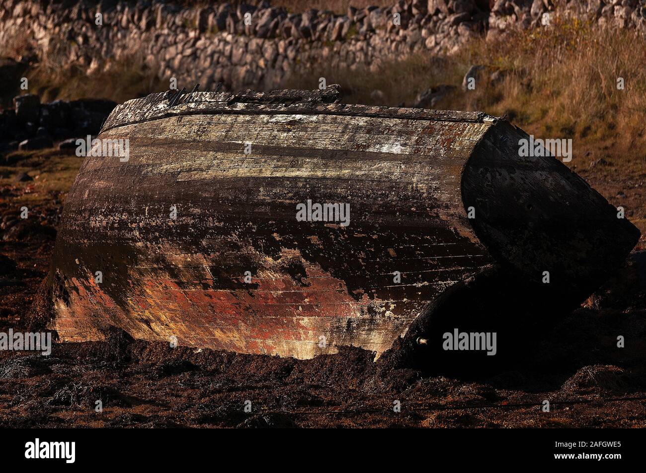 Abandoned boat in Badachro Bay, Scottish Highlands Stock Photo - Alamy