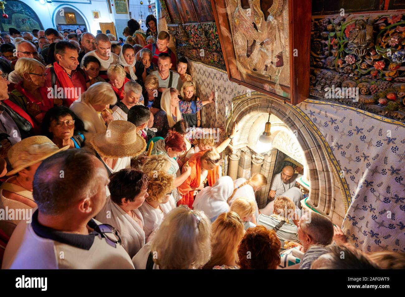 Jerusalem Bethlehem Israel. The grotto of the nativity birthplace of ...