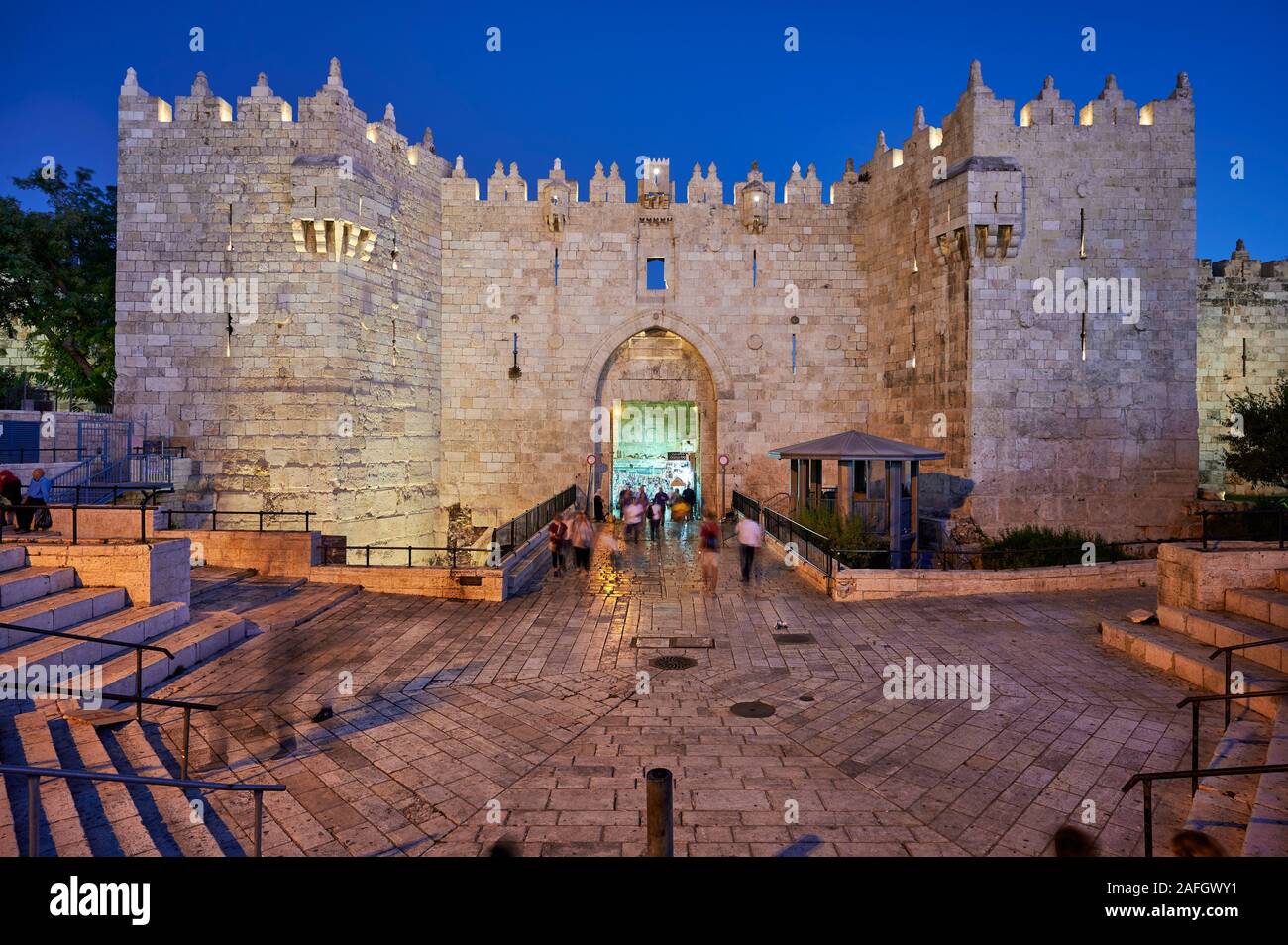 Jerusalem Israel. Damascus gate at sunset Stock Photo - Alamy