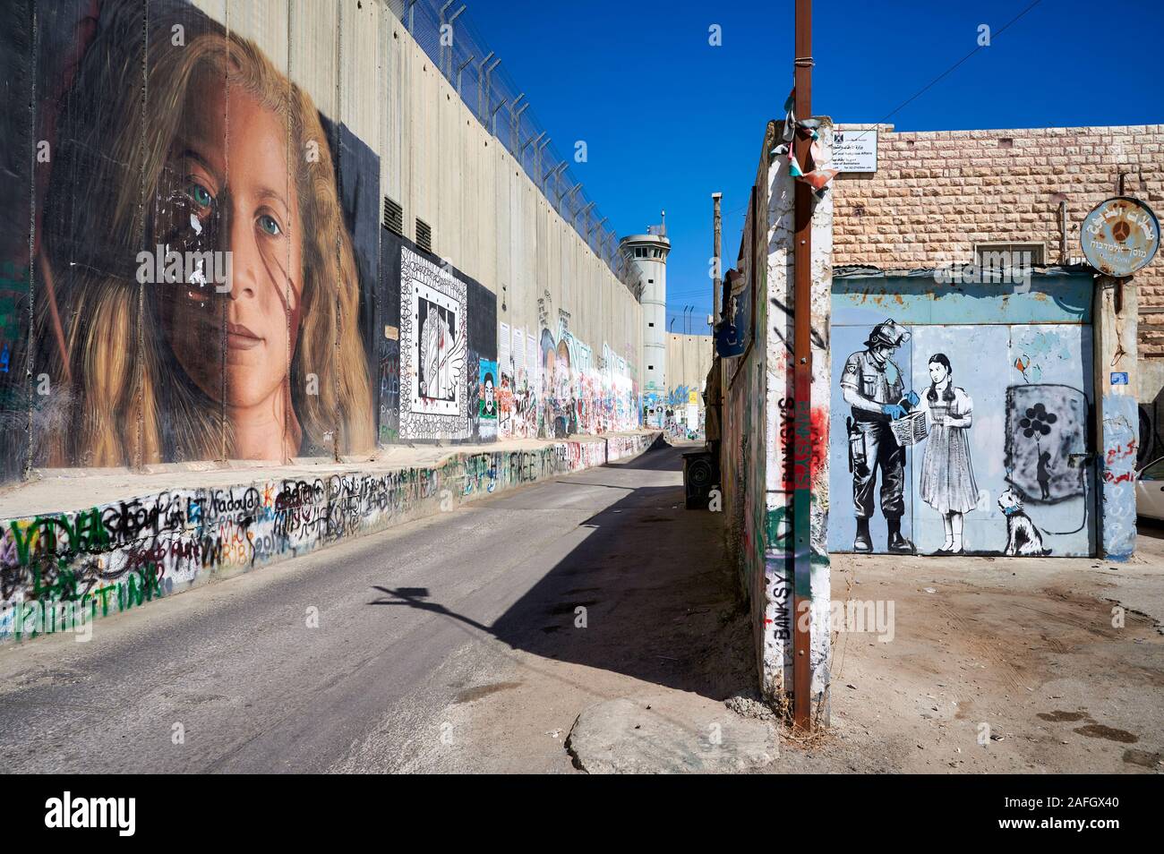 Jerusalem Israel. The west bank separation wall in Bethlehem Stock ...