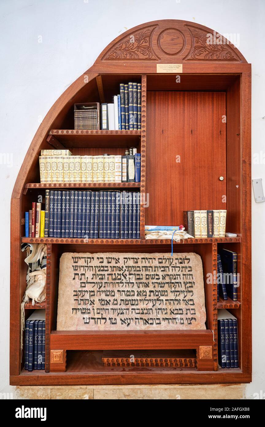 Jerusalem Israel. Bookshelf in the four sephardic synagogues Stock ...