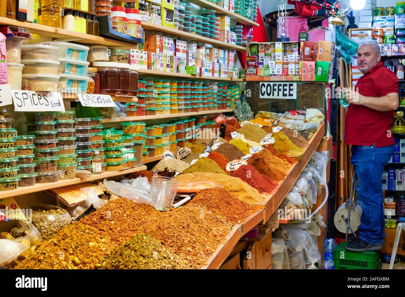 Jerusalem Israel. Selling spices in the old city Stock Photo - Alamy