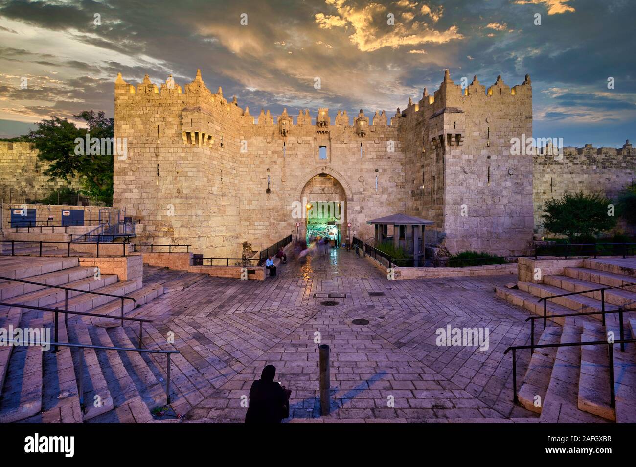 Jerusalem Israel. Damascus gate at sunset Stock Photo - Alamy