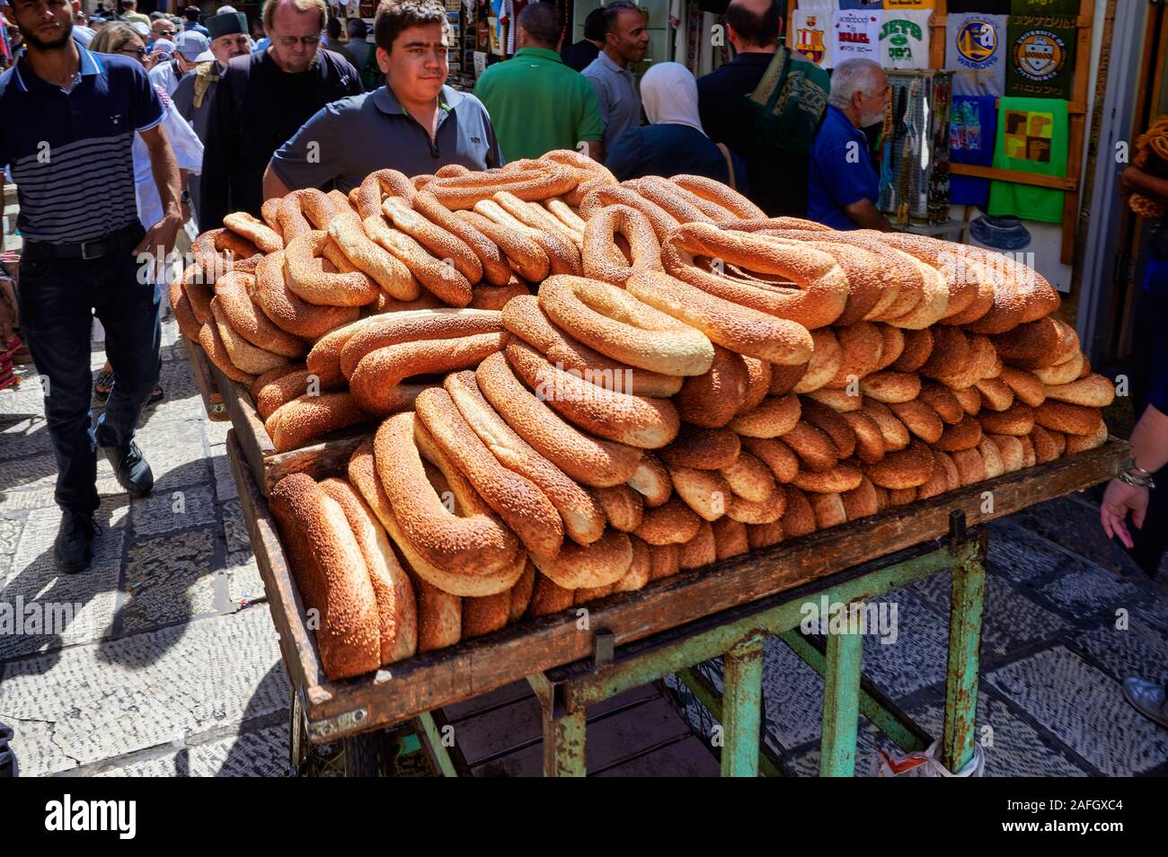 Jerusalem Israel. Carrying bread in the streets of the old city Stock ...