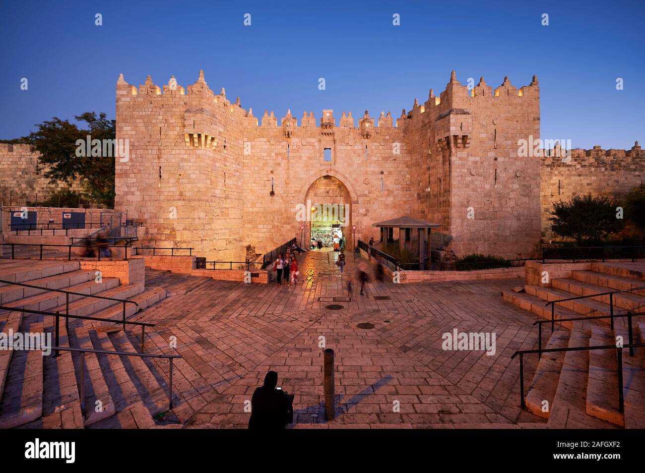Jerusalem Israel. Damascus gate at sunset Stock Photo - Alamy