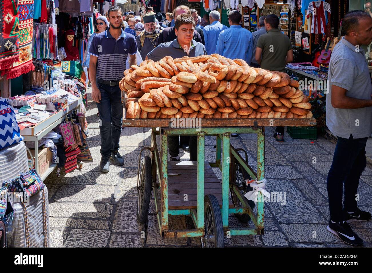 Jerusalem Israel. Carrying bread in the streets of the old city Stock ...