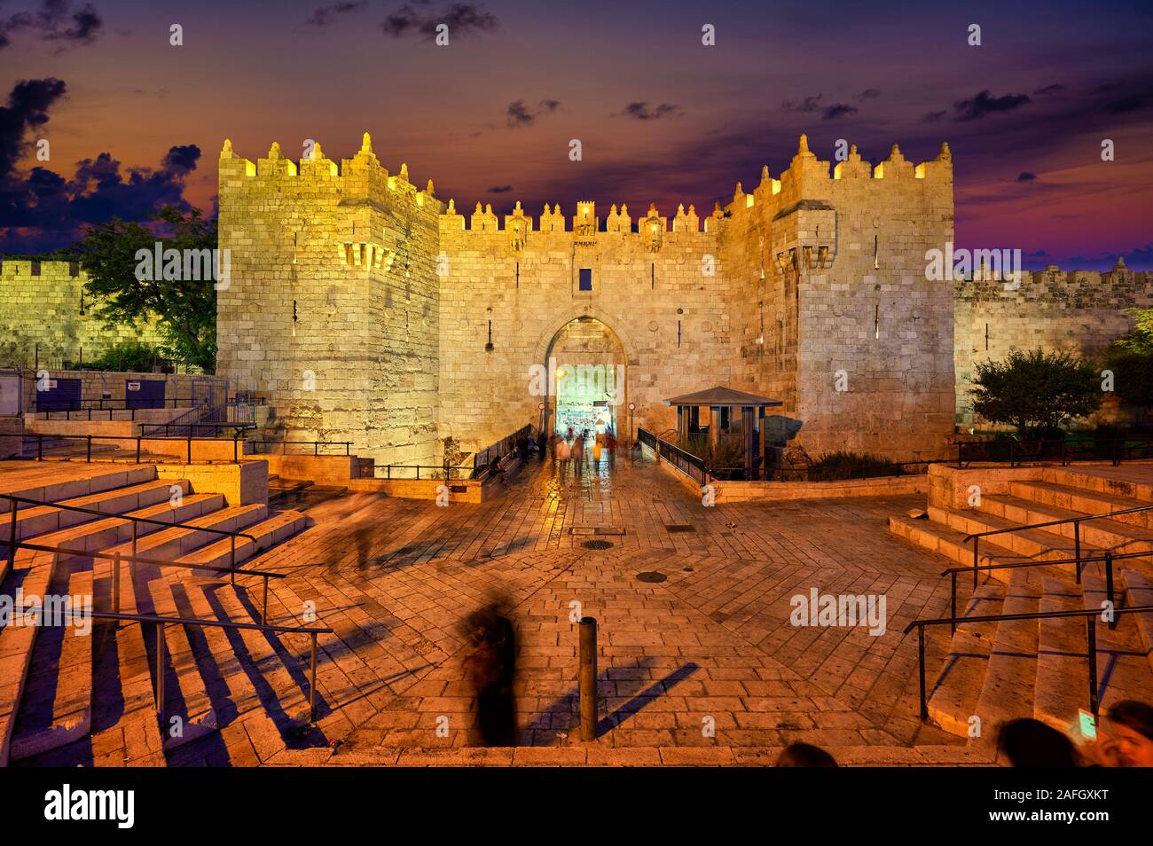 Jerusalem Israel. Damascus gate at sunset Stock Photo - Alamy