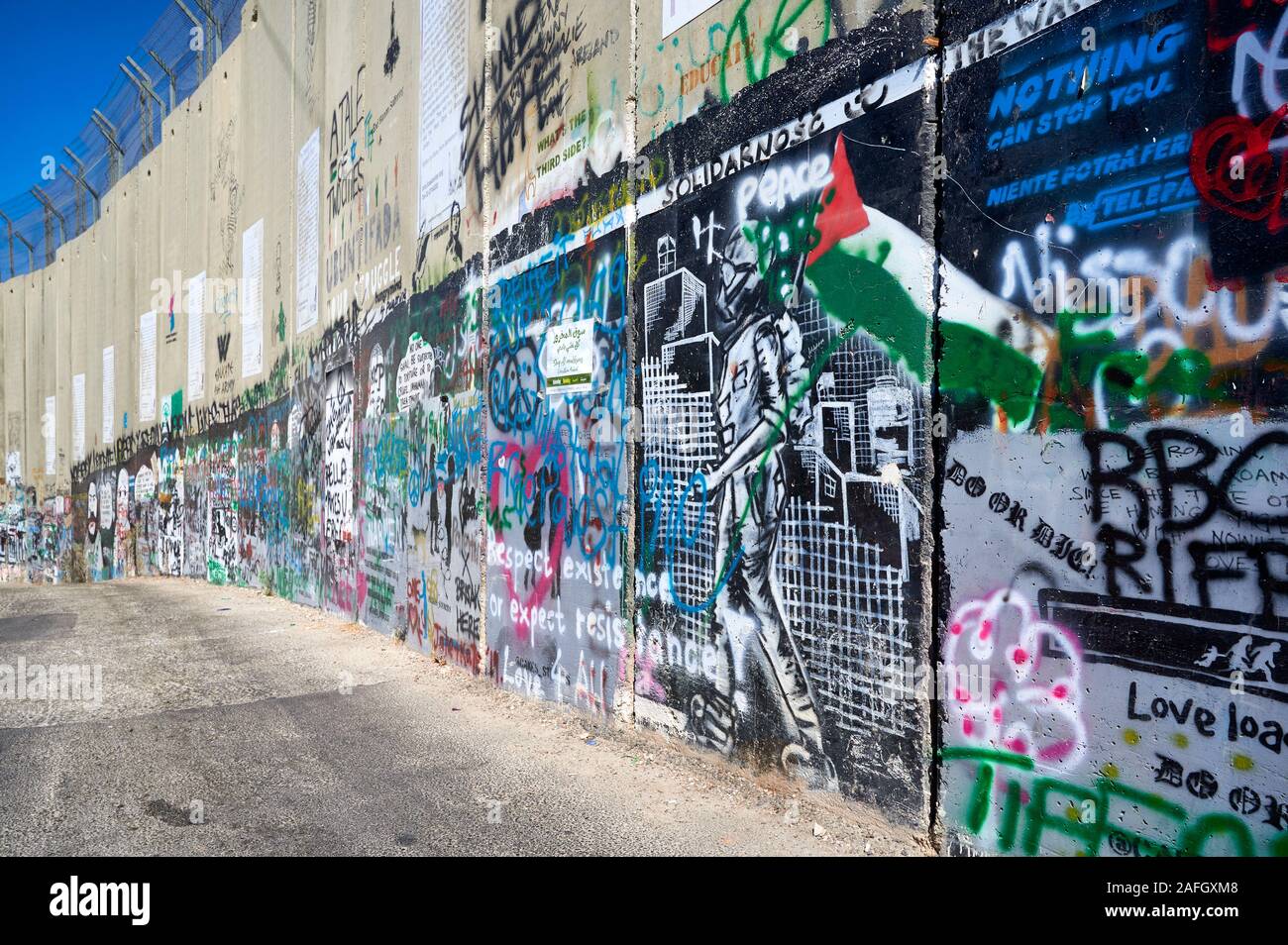 Jerusalem Israel. The west bank separation wall in Bethlehem Stock ...
