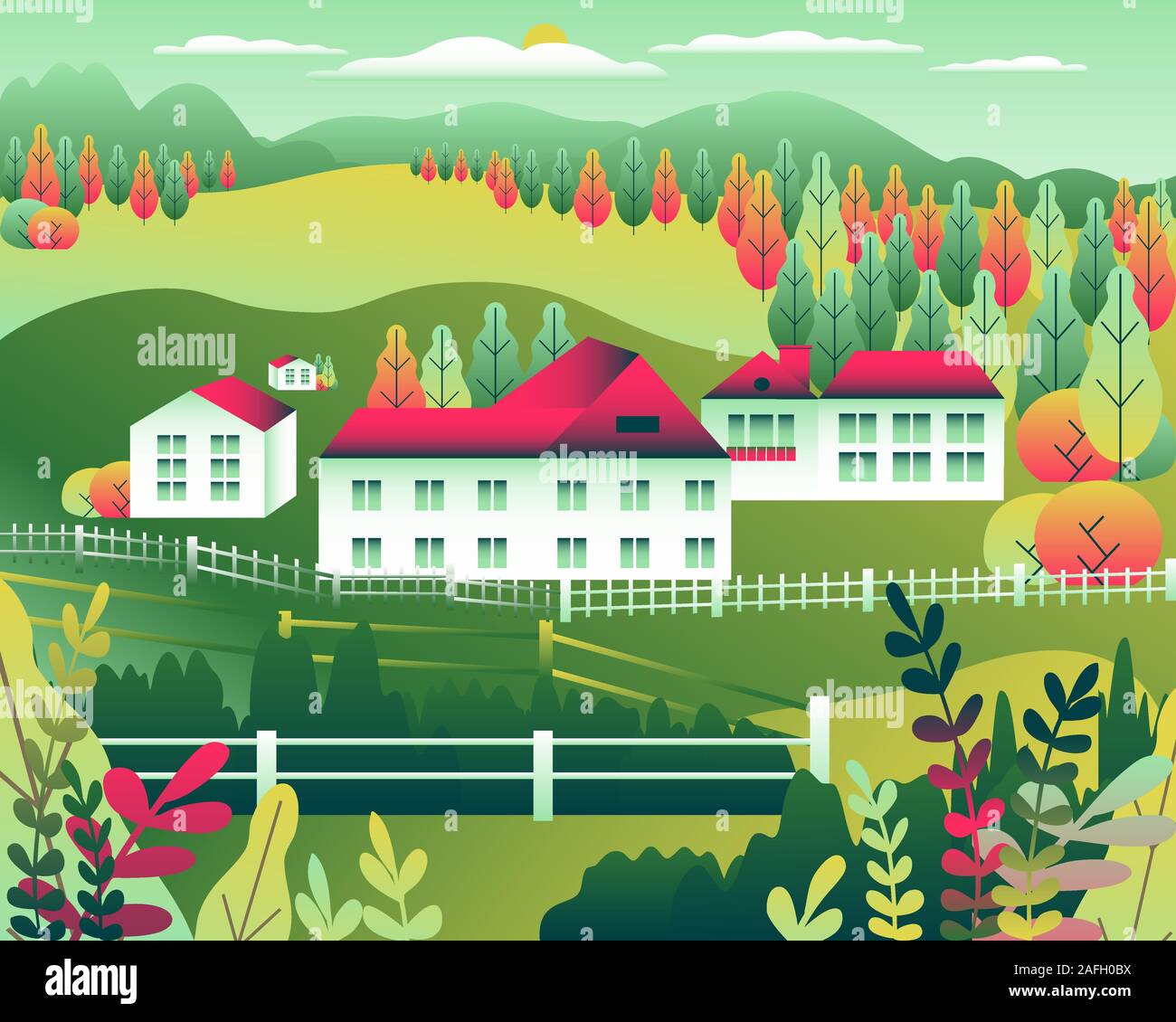 Tree in a fence Stock Vector Images - Alamy