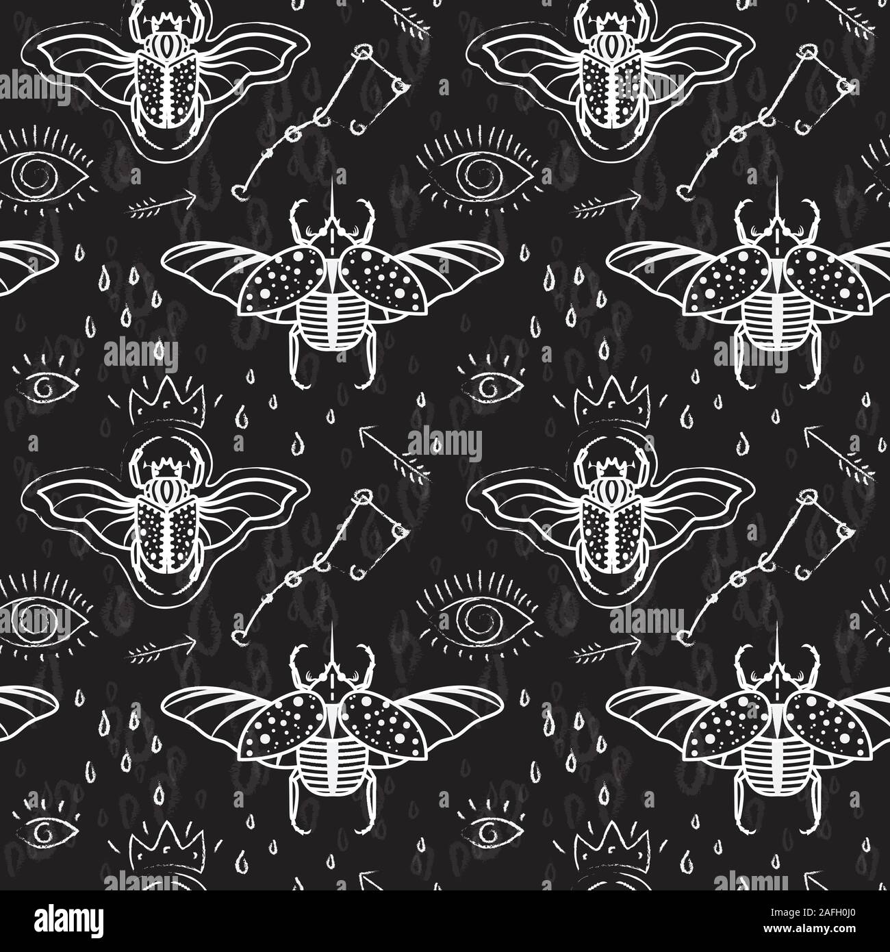 Goliath Bug and Hercules Rhinoceros Beetle Pattern Stock Vector Image ...