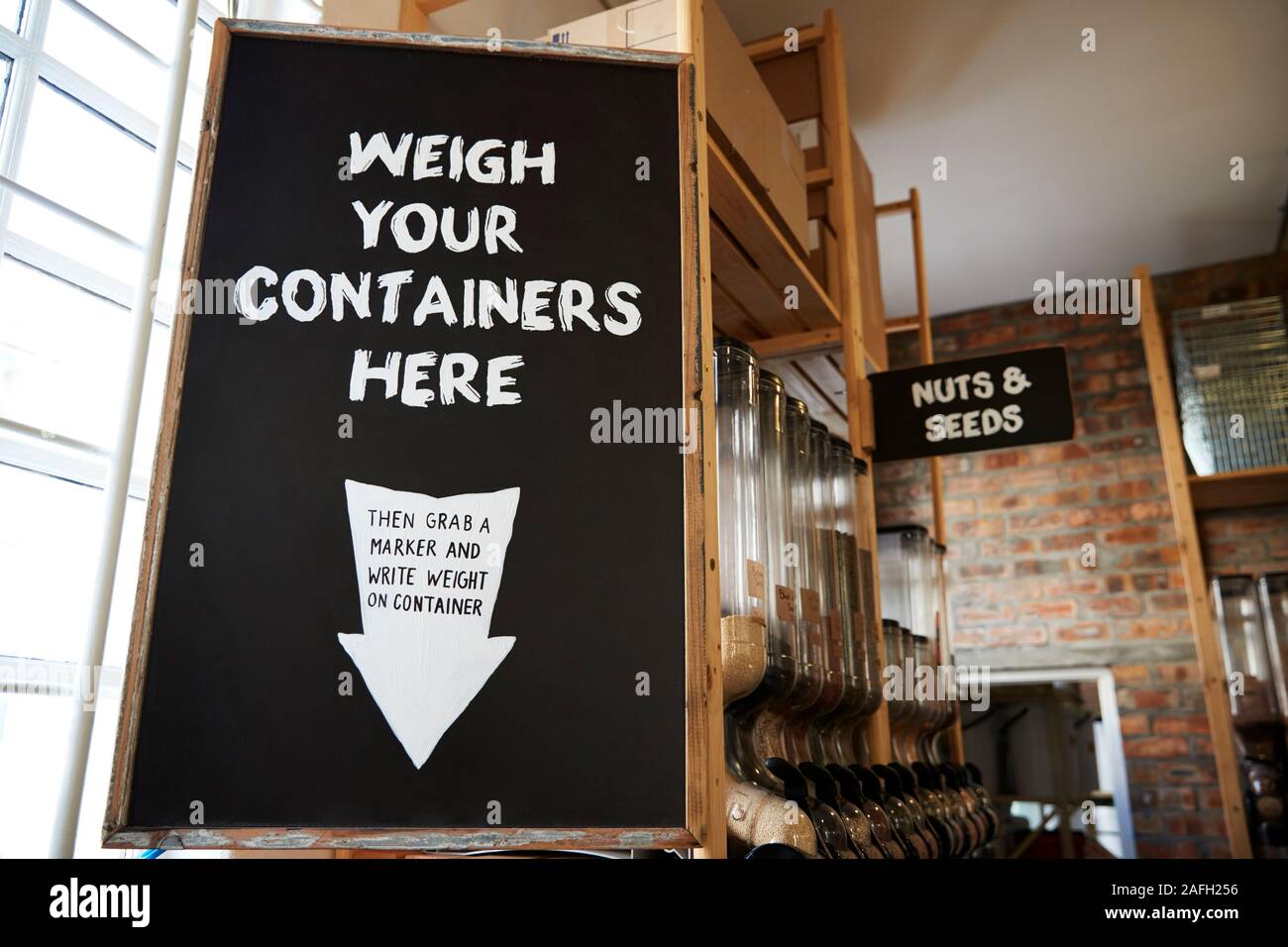 Weigh Your Container Sign In Sustainable Plastic Free Grocery Store ...