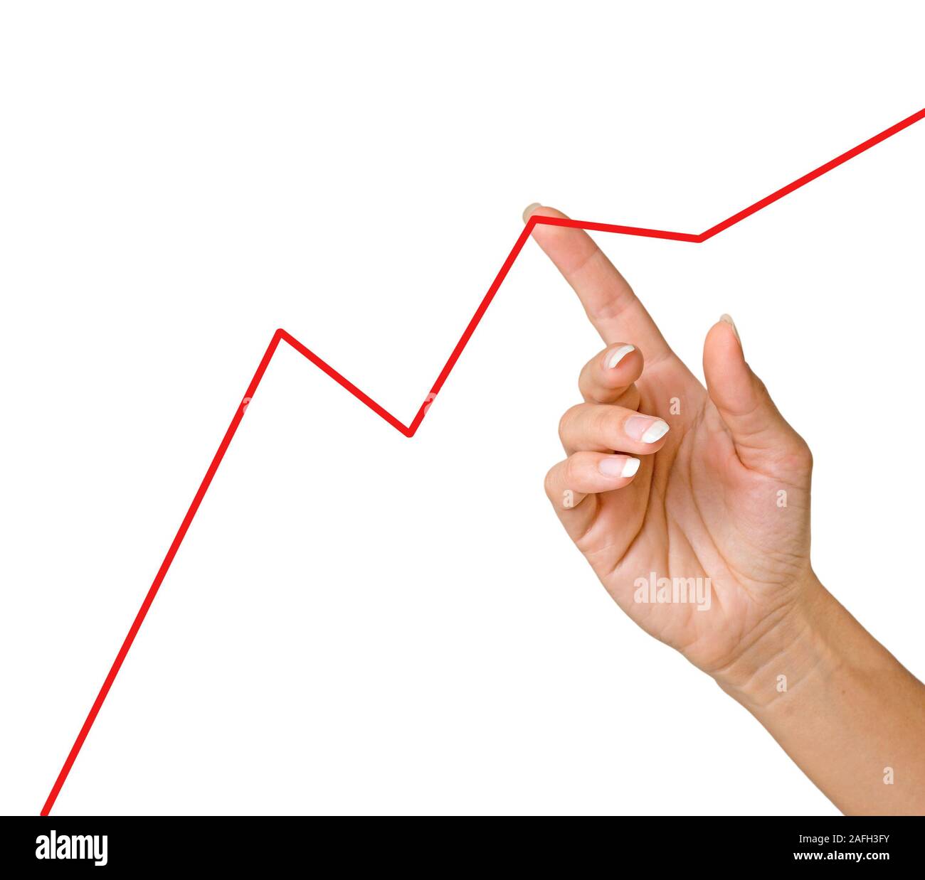 Finger pointing to a red chart Stock Photo - Alamy