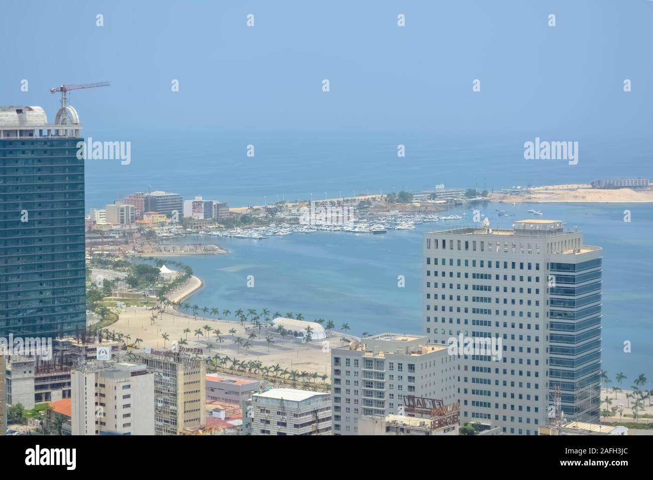 Luanda/Angola - 11/28/2016: Aerial view of downtown Luanda, bay and ...