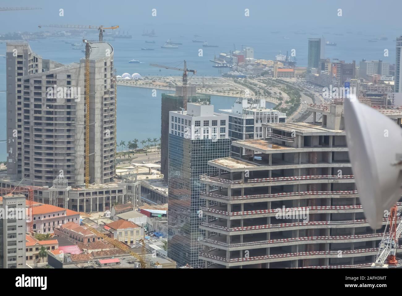 Luanda/Angola - 11/28/2016: Aerial view of downtown Luanda, bay and ...