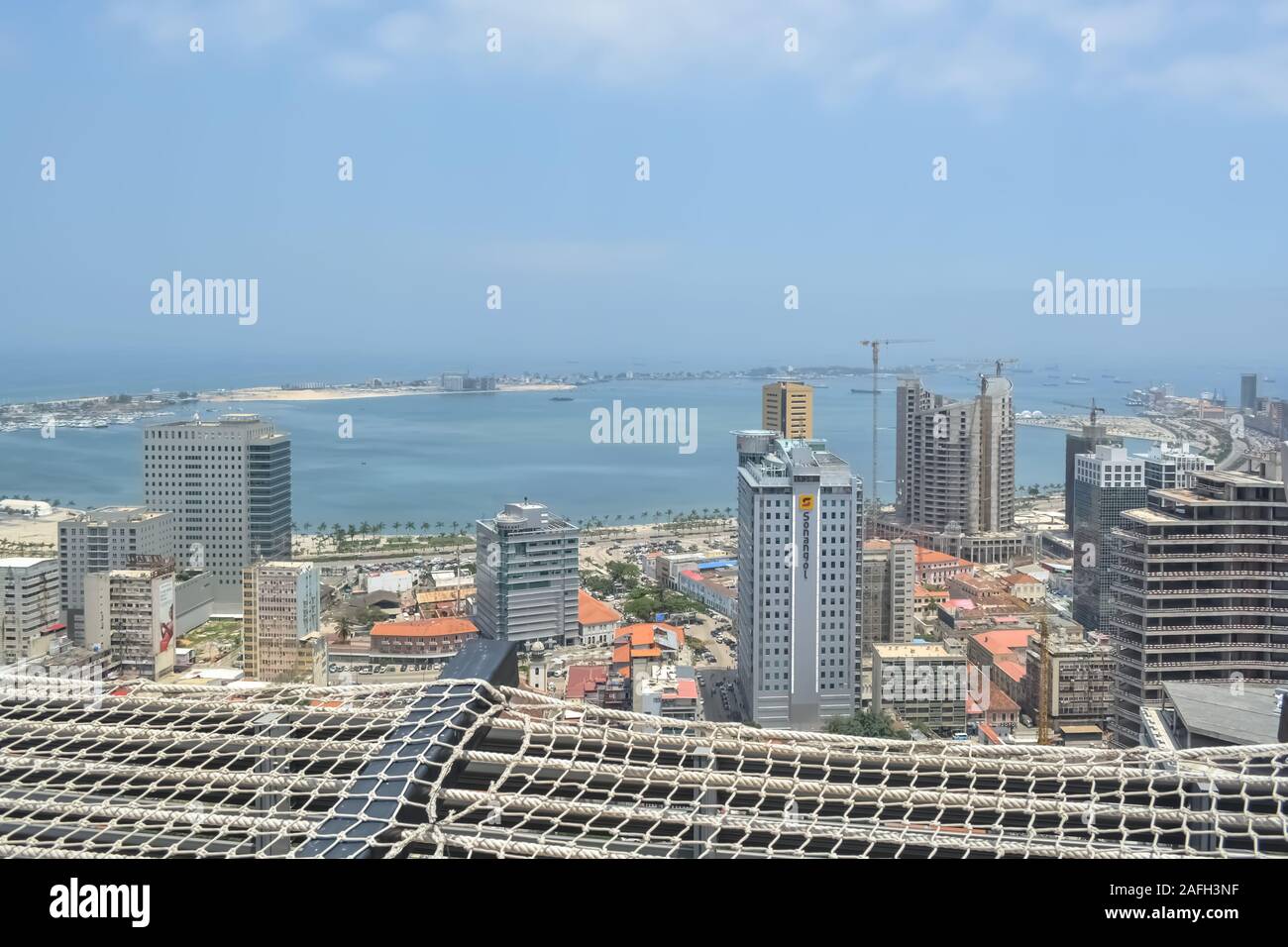 Luanda/Angola - 11/28/2016: Aerial view of downtown Luanda, bay and ...