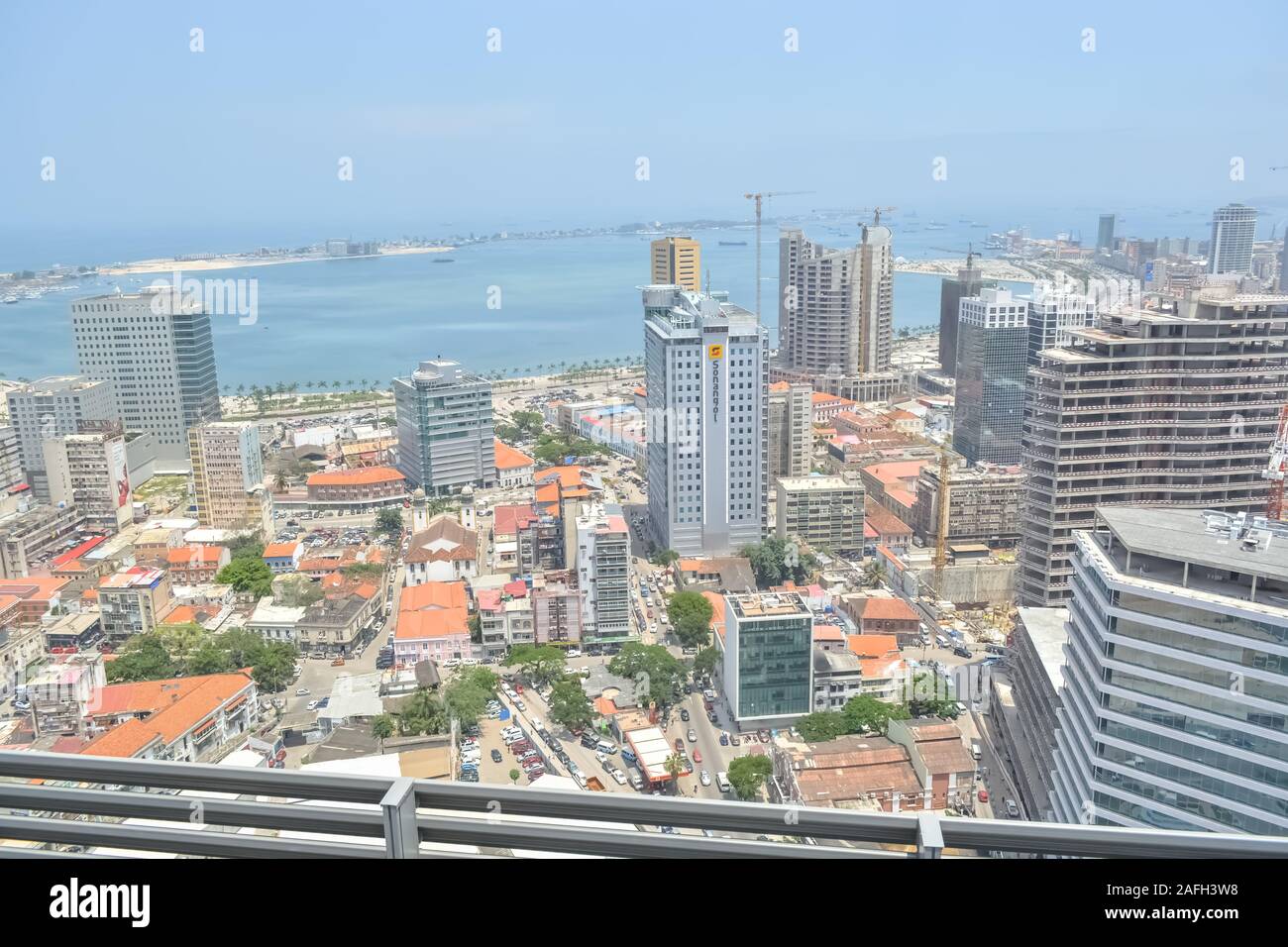 Luanda/Angola - 11/28/2016: Aerial view of downtown Luanda, bay and ...
