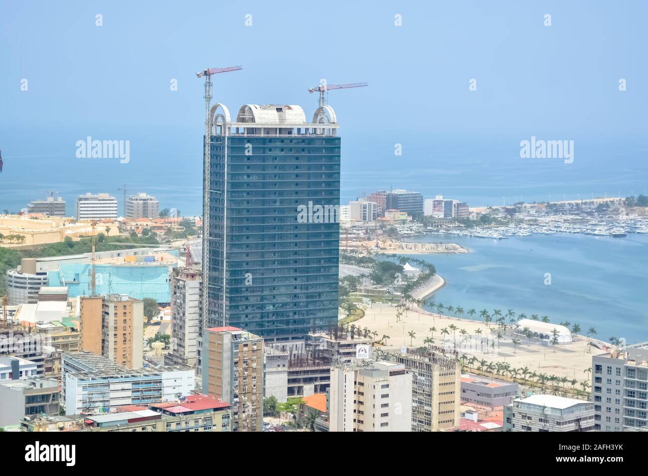 Luanda/Angola - 11/28/2016: Aerial view of downtown Luanda, bay and ...