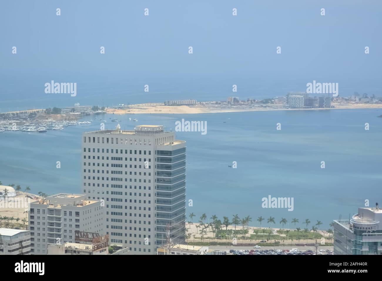 Luanda/Angola - 11/28/2016: Aerial view of downtown Luanda, bay and ...