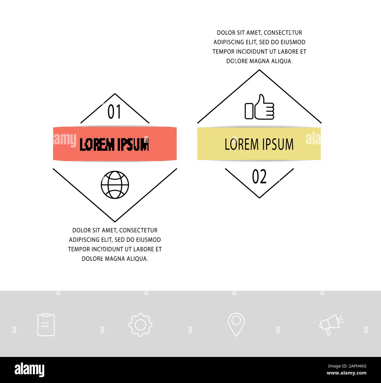 Vector infographic flat template. Triangle with arrows for two diagrams ...