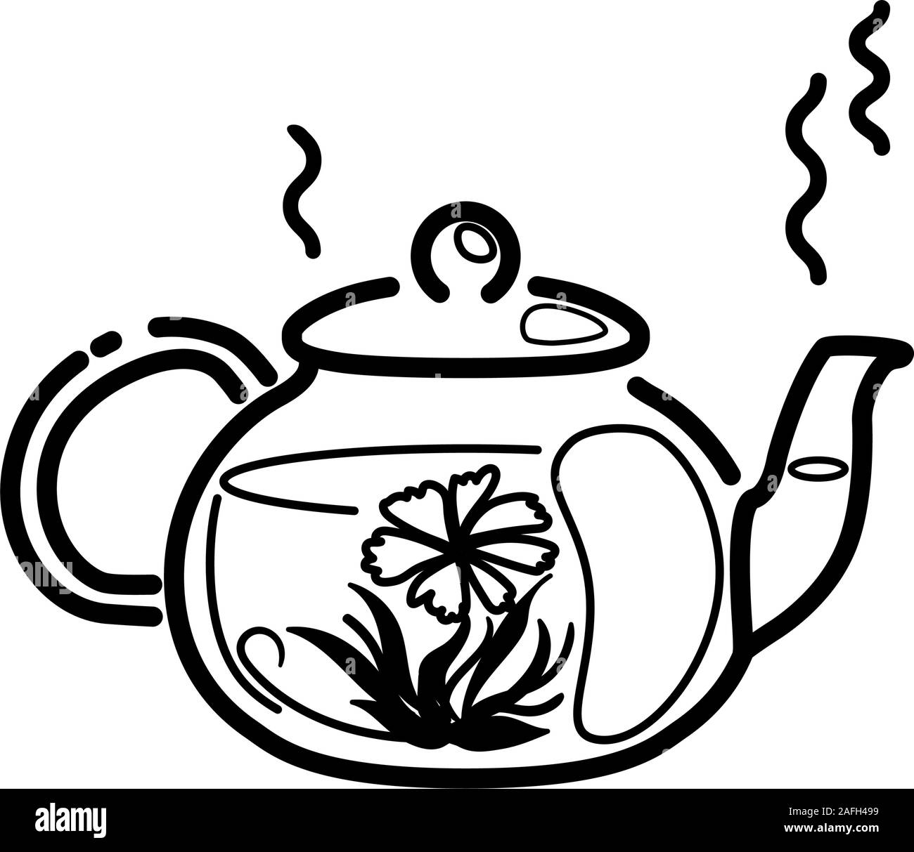 Blooming flower tea Black and White Stock Photos & Images - Alamy
