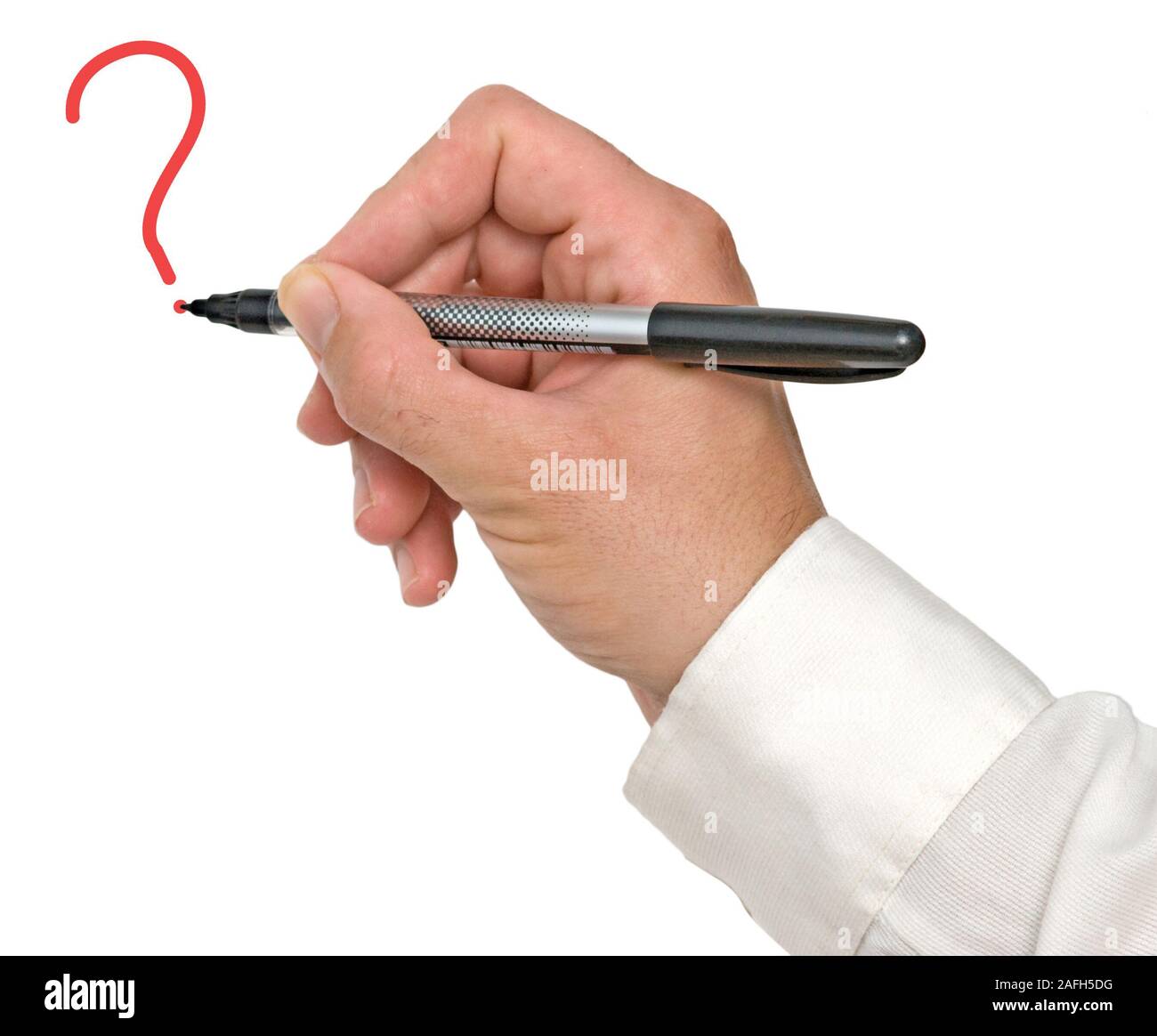 Writer writing question mark Stock Photo - Alamy