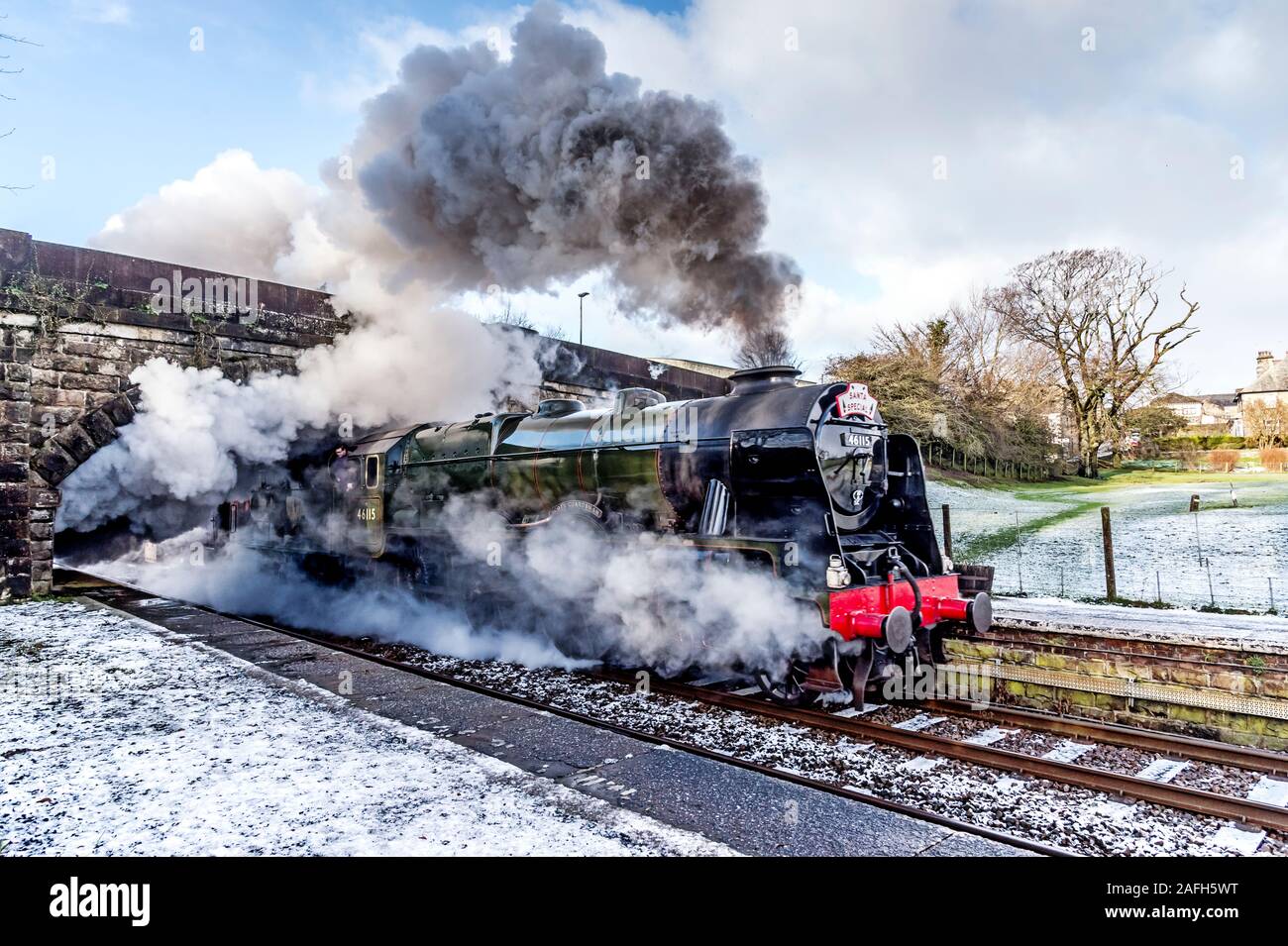 The Santa Special steam train headed by the LMS Royal Scot Class 7P, 4 ...