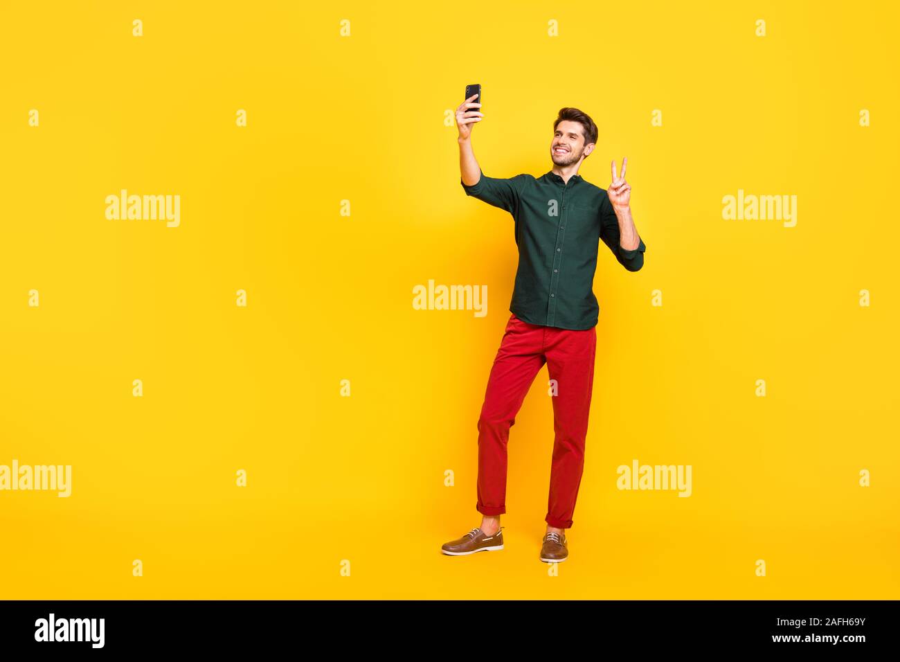 Full body photo of positive cheerful guy have fun spring holidays tale ...