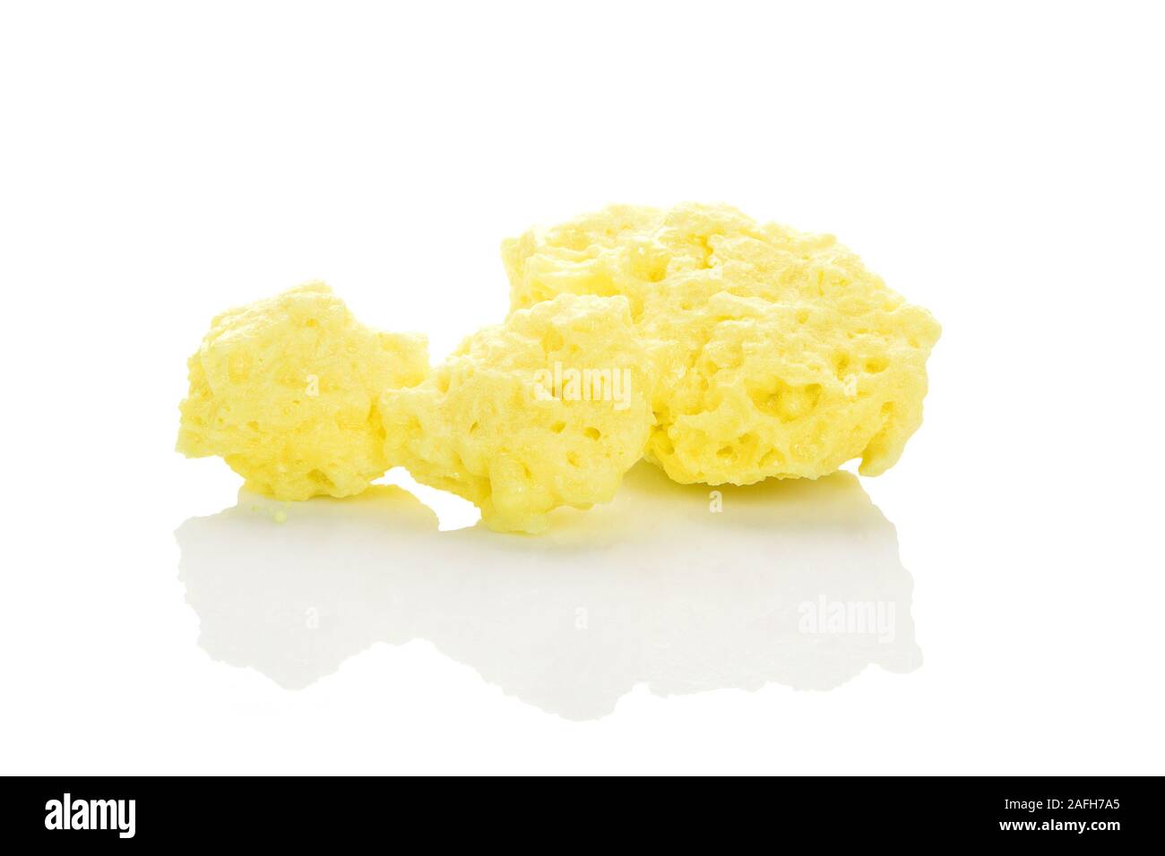 Sulphur stones isolated on white background. Brimstone crystalline ...