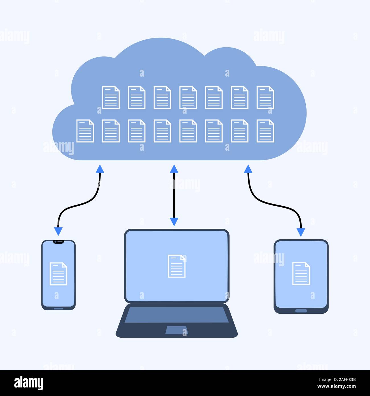 Cloud documents illustration. Online cloud technology connectivity ...