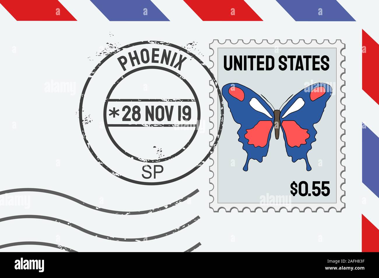Phoenix Arizona vector postage stamp - American post stamp on a letter ...