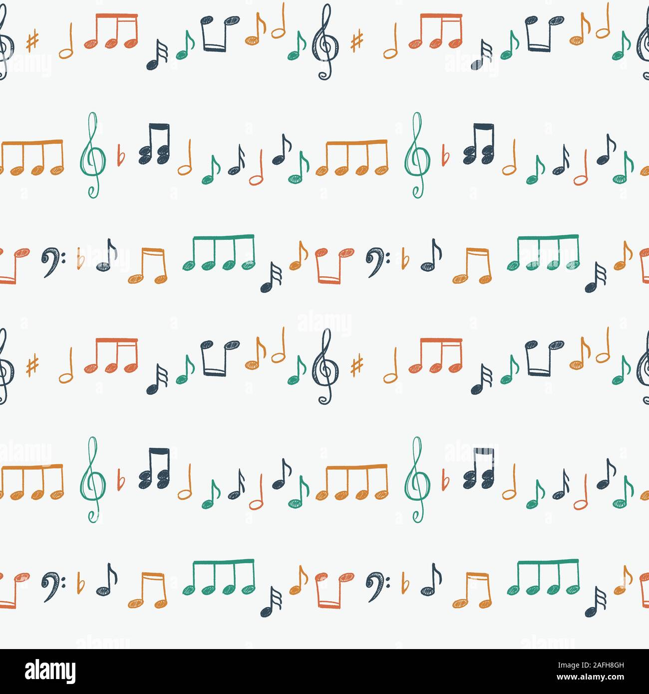 Music notes seamless vector background. Musical notation doodle texture ...