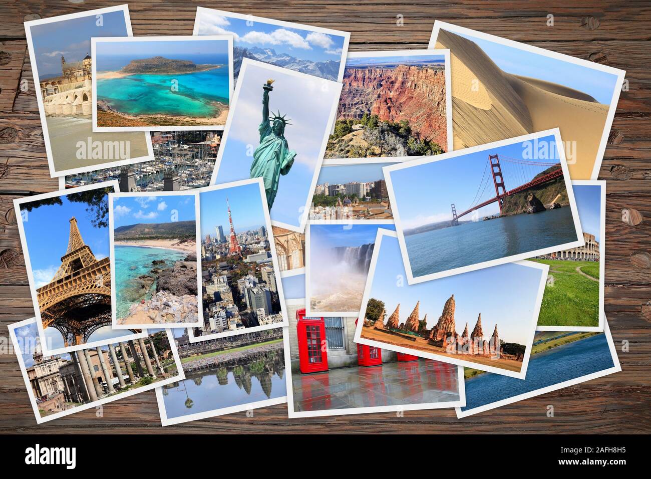World landmarks collage - photo stack of United States, France, England ...