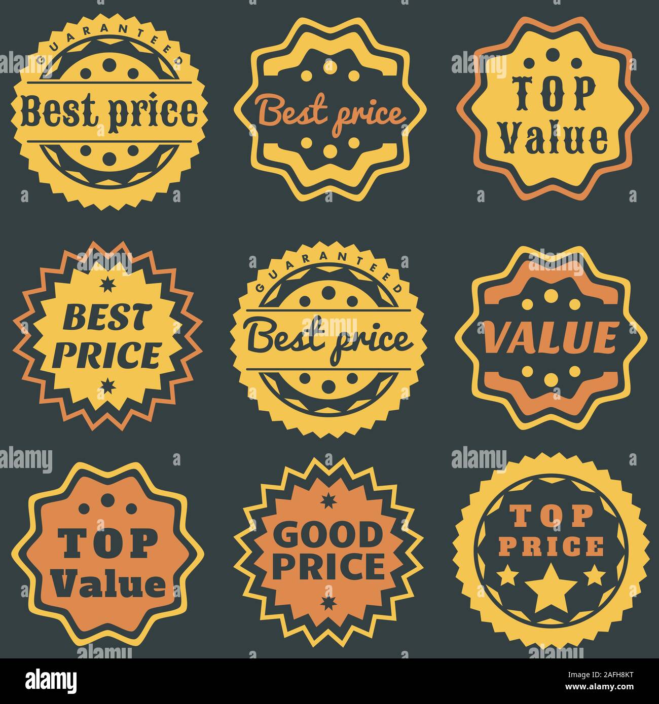 Best price guarantee stickers - value certificate marks. Deal stamp for ...