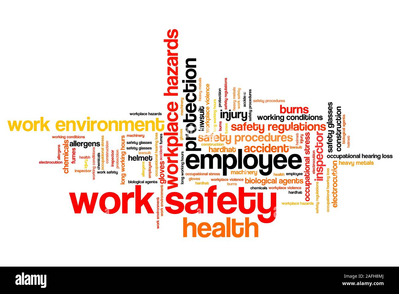 Work safety issues and concepts word cloud illustration. Word collage ...