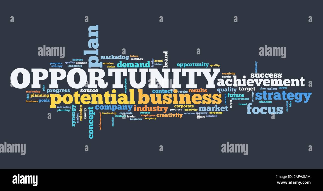 Opportunity in business - marketing strategy word cloud sign Stock ...