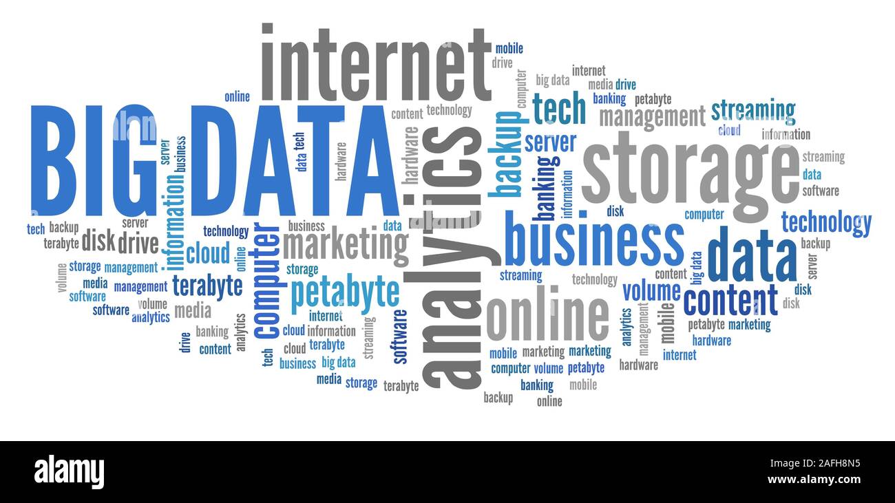 Big data text sign - market information analytics concept. Word cloud ...