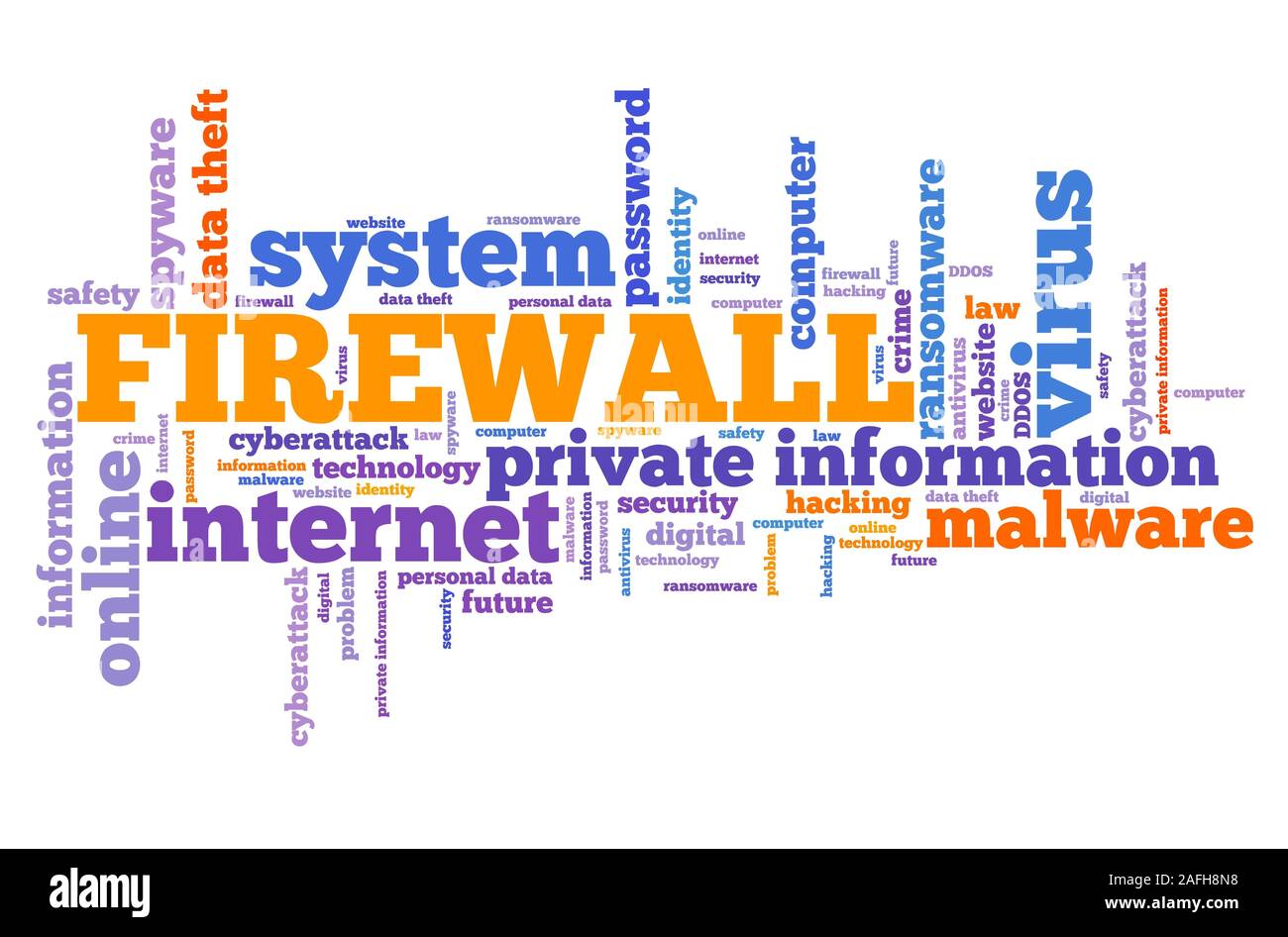 Firewall text sign - computer security concept. Word cloud Stock Photo ...